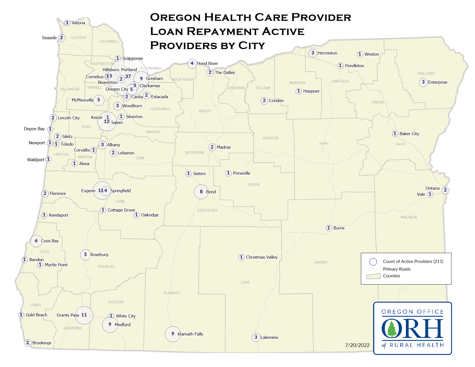 OR Health Care Prov Loan Map 7-20-22 | OHSU